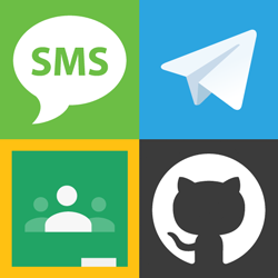 New share buttons and icons: SMS, Telegram, Google Classroom, GitHub ...